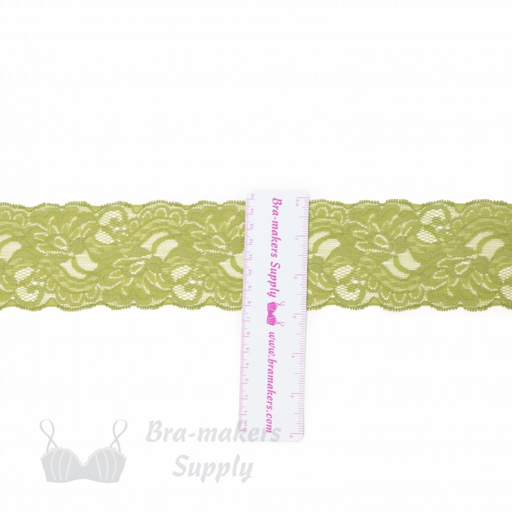 Three Inch Spring Green Floral Stretch Lace - Bra-Makers Supply