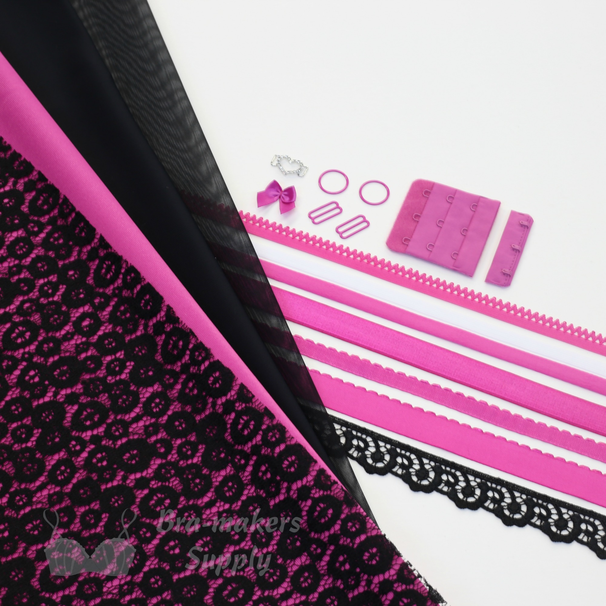 Pink Passion bra made from our Quartet of fabrics and a Classic Bra