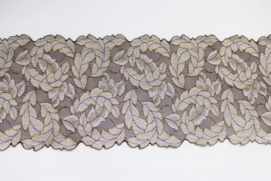 Six Inch Sable Brown Mint Green Floral Stretch Lace - Bra-makers Supply