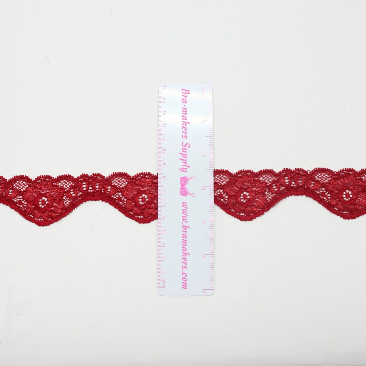 One Inch Red Scalloped Floral Stretch Lace Edge - Bra-Makers Supply
