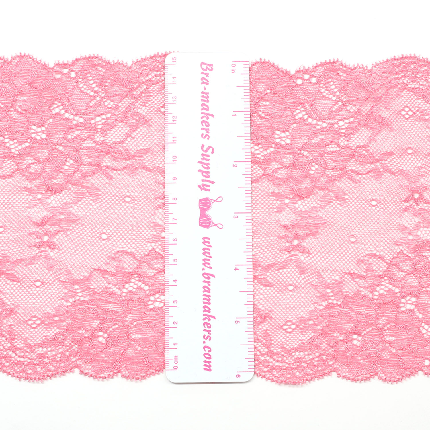 Six Inch Bubblegum Pink Floral Stretch Lace - Bra-Makers Supply